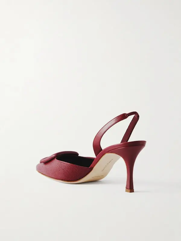 Manolo Blahnik Mayslibi 70 Lizard-effect Leather Slingback Pumps - Red