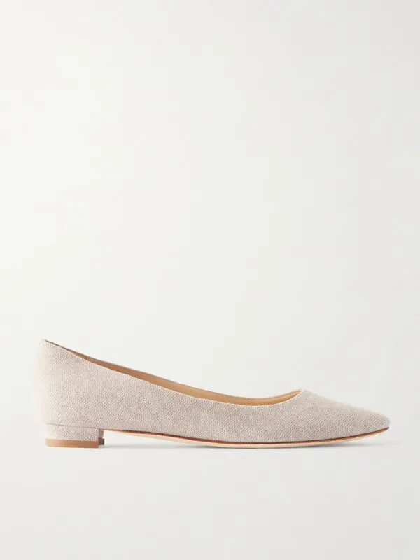 Manolo Blahnik Tweed Ballerina Flats - Gray