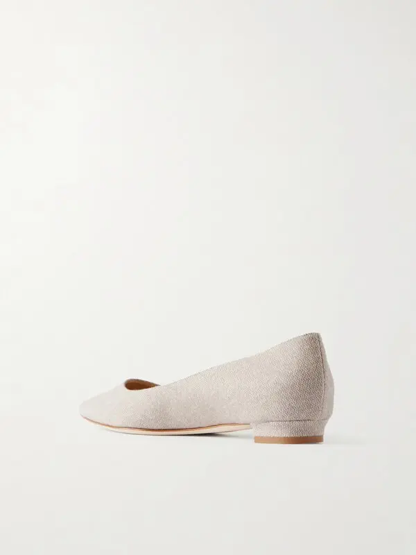 Manolo Blahnik Tweed Ballerina Flats - Gray