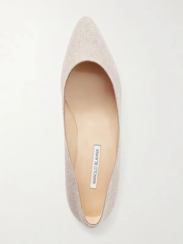 Manolo Blahnik Tweed Ballerina Flats - Gray