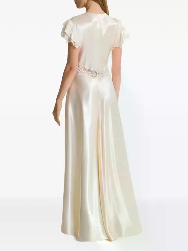 Alberta Ferretti Lace-detail Maxi Dress - Neutrals