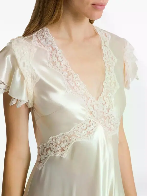 Alberta Ferretti Lace-detail Maxi Dress