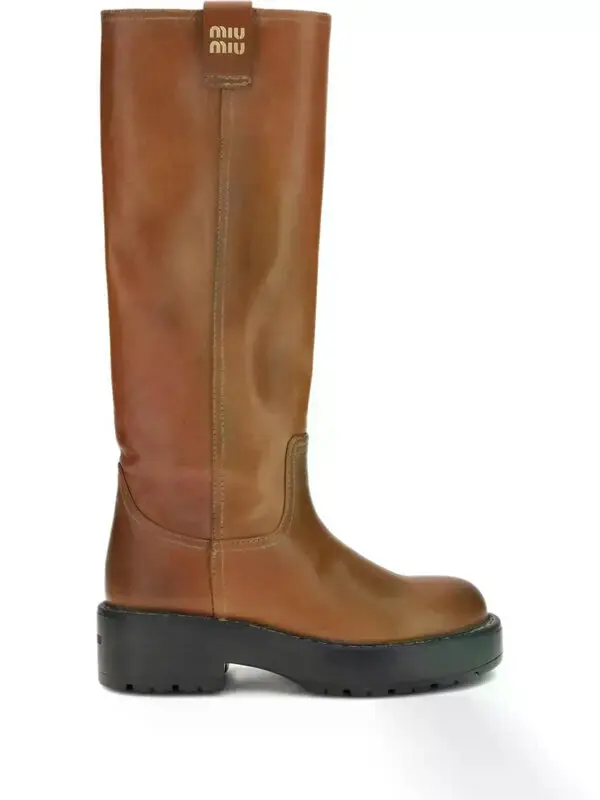 Miu Miu Platform Lug-sole Knee-high Boots