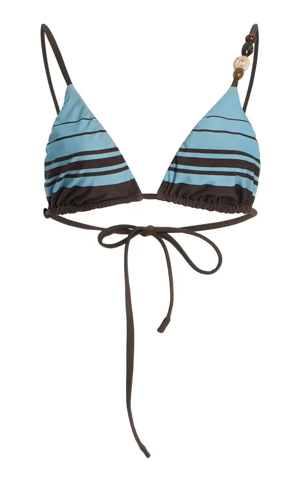 SIR. Rioja Triangle-cup Bikini Top With Beaded Strap - Blue