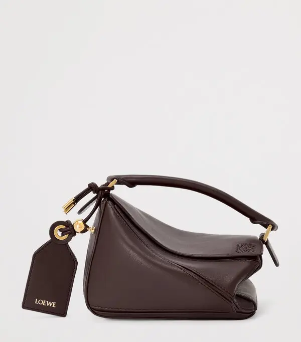 Loewe Mini Leather Featherlight Puzzle Top-handle Bag - Brown