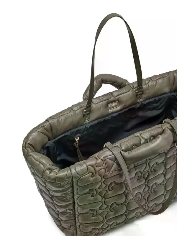 GANNI Xxl Re-tech Logo-quilted Tote Bag