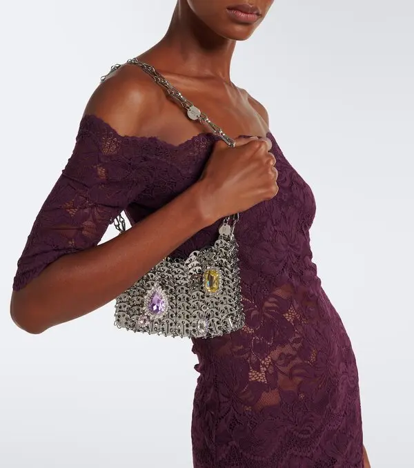 Rabanne 1969 Nano Embellished Shoulder Bag - Silver