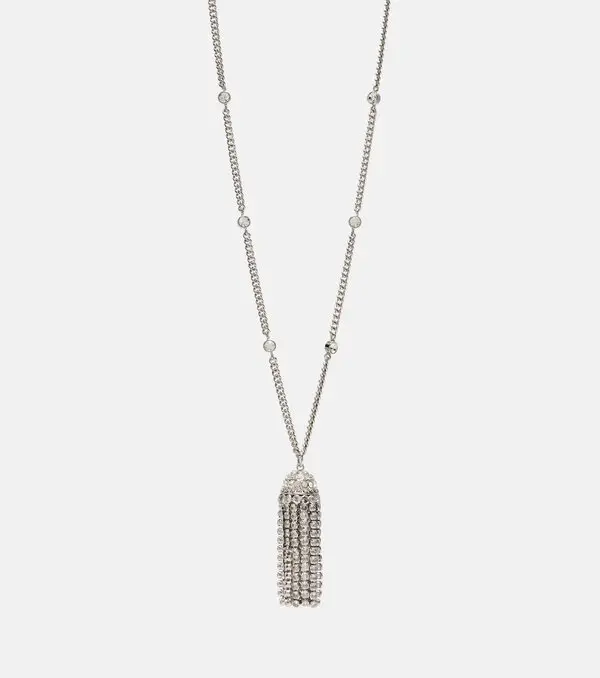 Rabanne Crystal-embellished Tasseled Pendant Necklace - Silver
