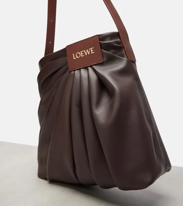 Loewe Draped Leather Tote Bag - Brown