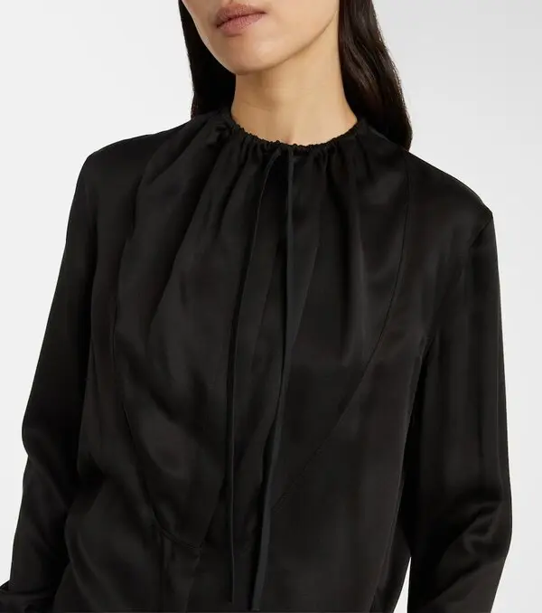 Loewe Silk Satin Blouse With Self-tie Neck