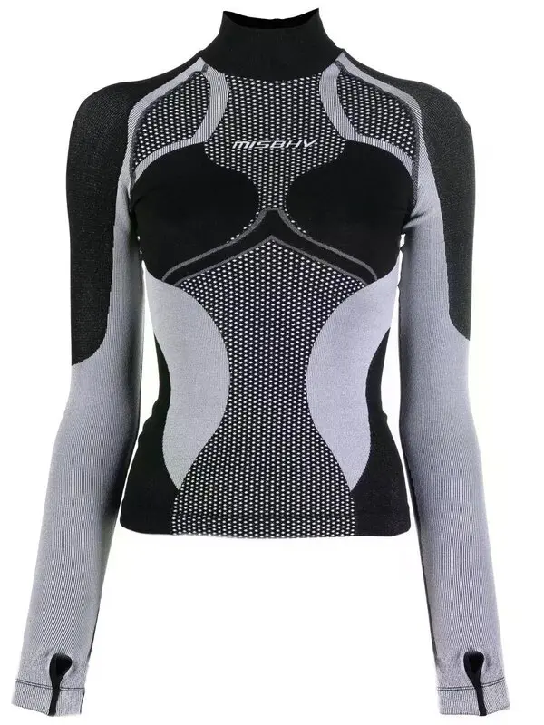 MISBHV White "x Browns London" Mock Neck Layer Top - Black
