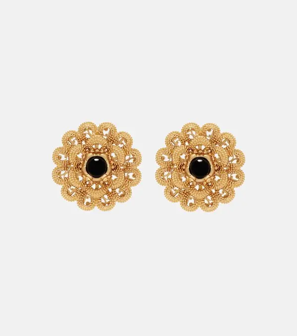 Chloé Feather Embellished Earrings - Gold