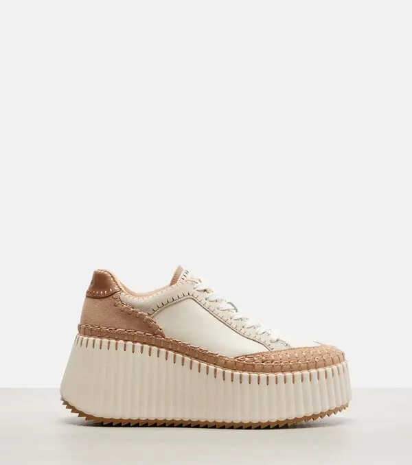 Chloé Leather Platform Sneakers - Neutrals