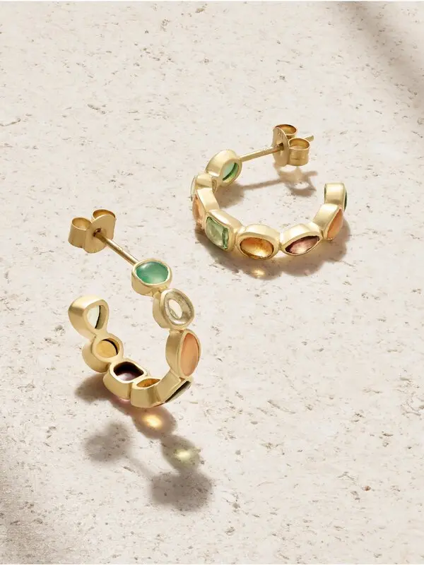 PIPPA SMALL 18-karat Gold Stone Hoop Earrings - Multi