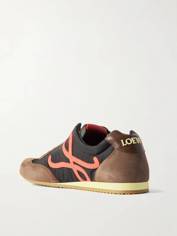 Loewe Ballet Runner 2.0 Logo-appliquéd Leather, Canvas And Suede Sneakers - Brown
