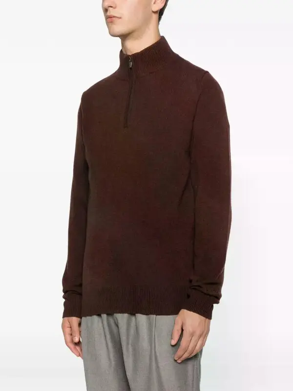 MC2 SAINT BARTH Zip-up High-neck Sweater - Brown