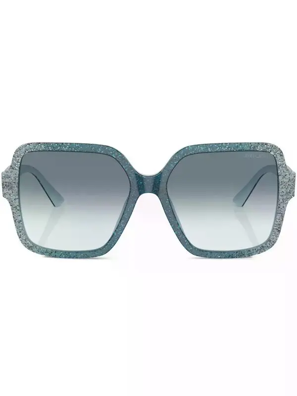 JIMMY CHOO Glitter-embellished Square-frame Sunglasses - Blue