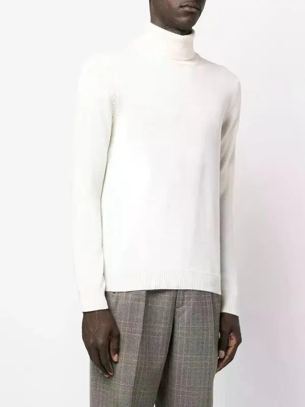 ROBERTO COLLINA Ribbed Hem Roll-neck Sweater - Neutrals