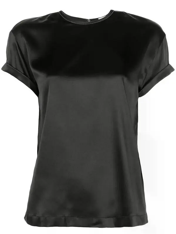 Brunello Cucinelli Silk Crew-neck T-shirt - Black