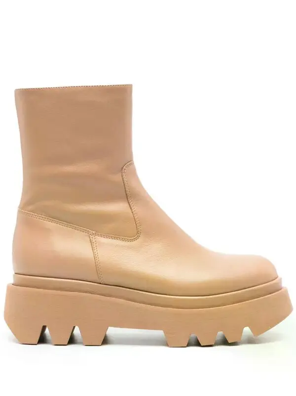 PALOMA BARCELO Osian Round-toe Zip-up Boots - Neutrals