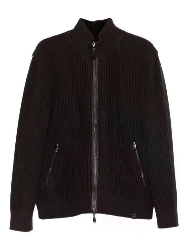 Brioni Zip-fastening Ribbed High Neck Cardigan