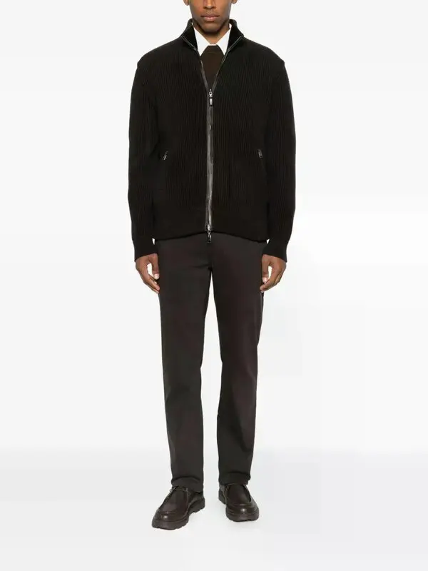 Brioni Zip-fastening Ribbed High Neck Cardigan