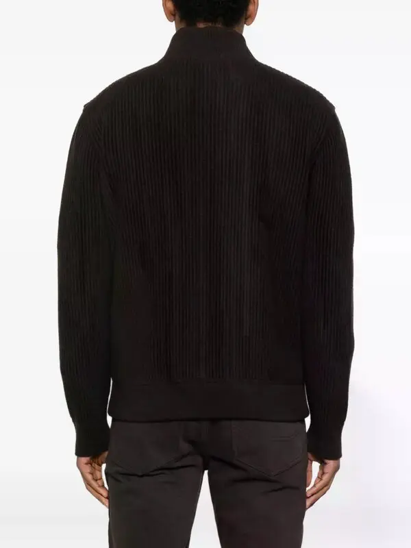 Brioni Zip-fastening Ribbed High Neck Cardigan