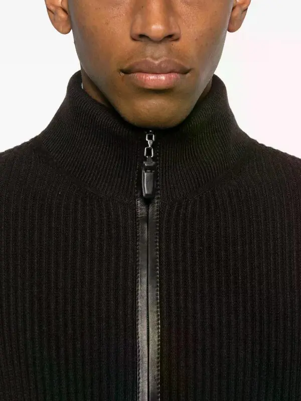 Brioni Zip-fastening Ribbed High Neck Cardigan