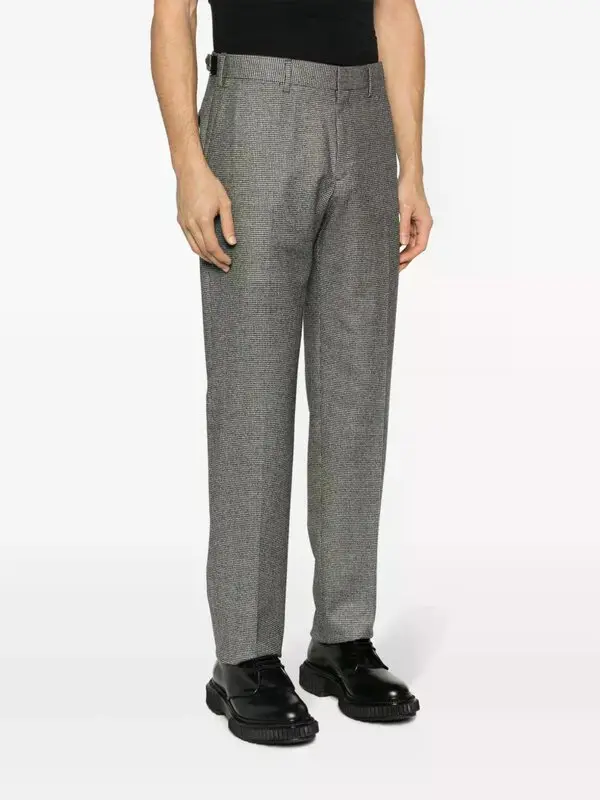 LARDINI Houndstooth Tapered Wool-cashmere Trousers
