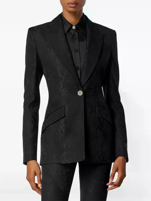 Versace Wool-blend Single-breasted Blazer With Phyton-effect Pattern
