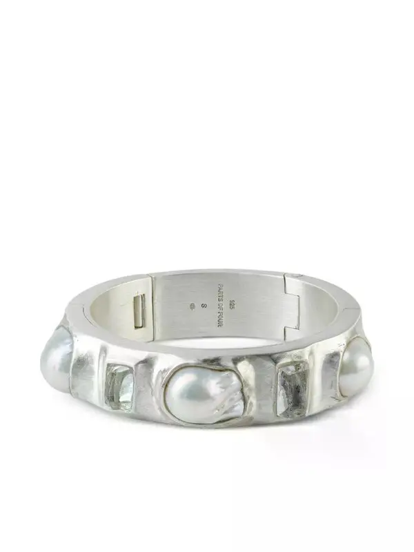 PARTS OF FOUR Sistema Pearl Embellishment Bracelet - Silver