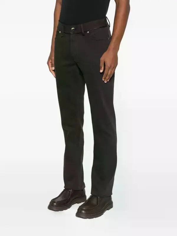 Brioni Five-pocket Trousers With Leather Trim - Brown