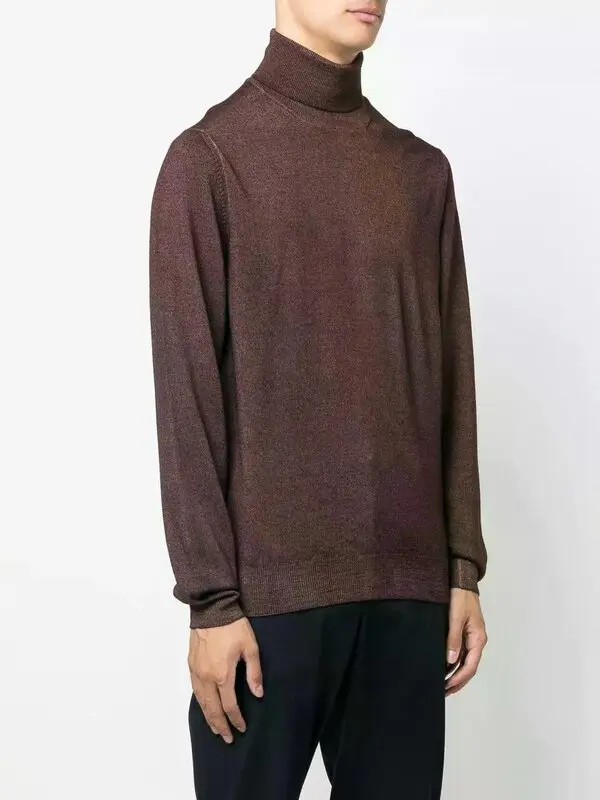 LARDINI Roll Neck Wool Jumper - Brown