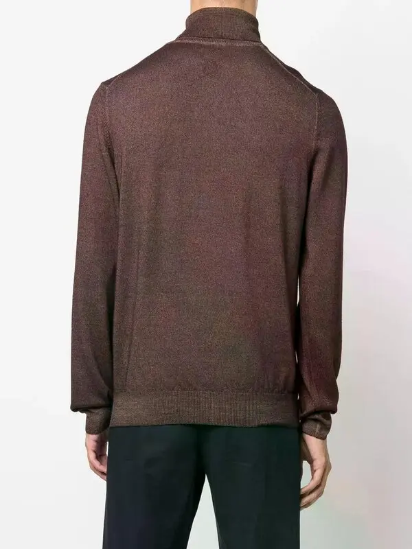 LARDINI Roll Neck Wool Jumper - Brown