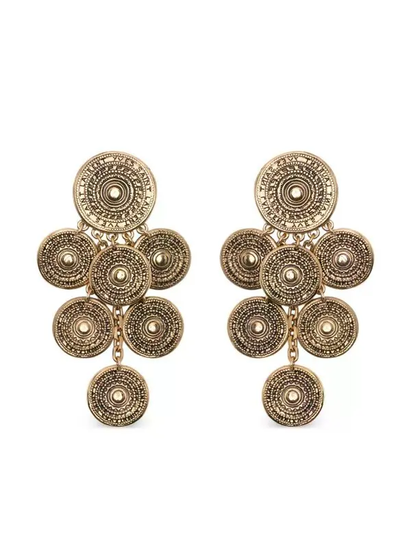 Saint Laurent Medallion Drop Earrings - Gold