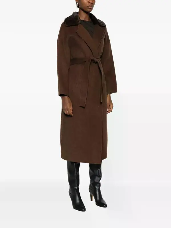 BETTA CORRADI Belted Panelled Coat - Brown