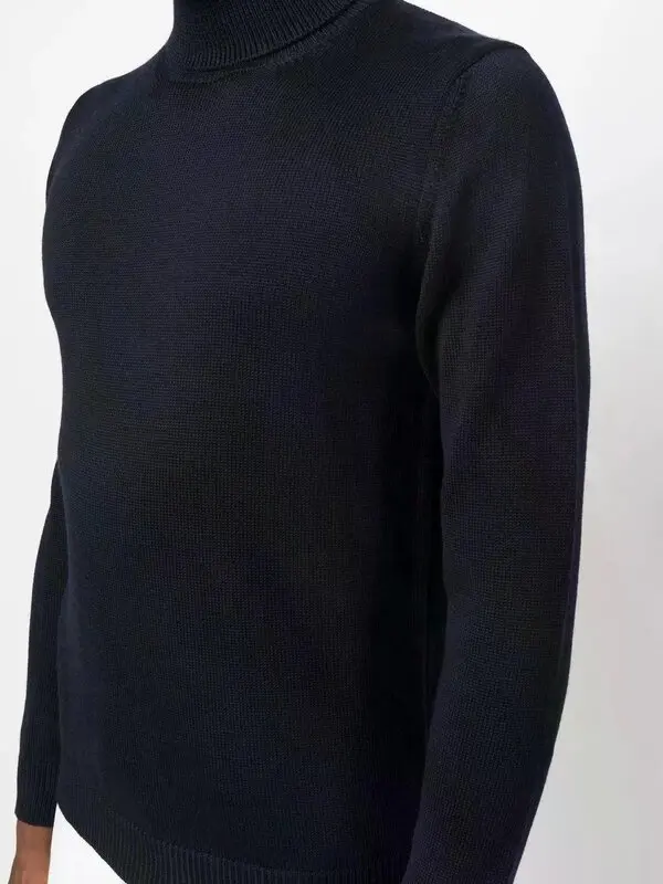 ROBERTO COLLINA Merino Wool Roll Neck Jumper - Blue