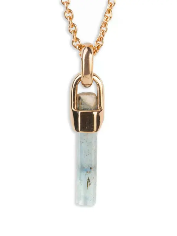 PARTS OF FOUR 18k Rose Plated Aquamarine Talisman Necklace - Gold