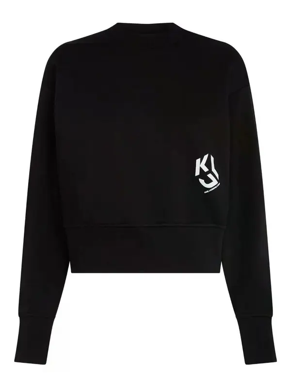 Karl Lagerfeld Monogram-logo Cropped Sweatshirt - Black