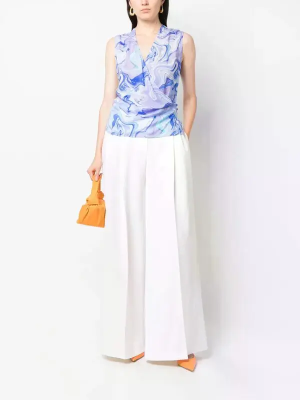 Bcbgmaxazria Marbled Pattern Sleeveless V-neck Blouse