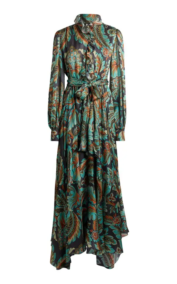 Etro Ruffled Floral Print Maxi Dress - Multi