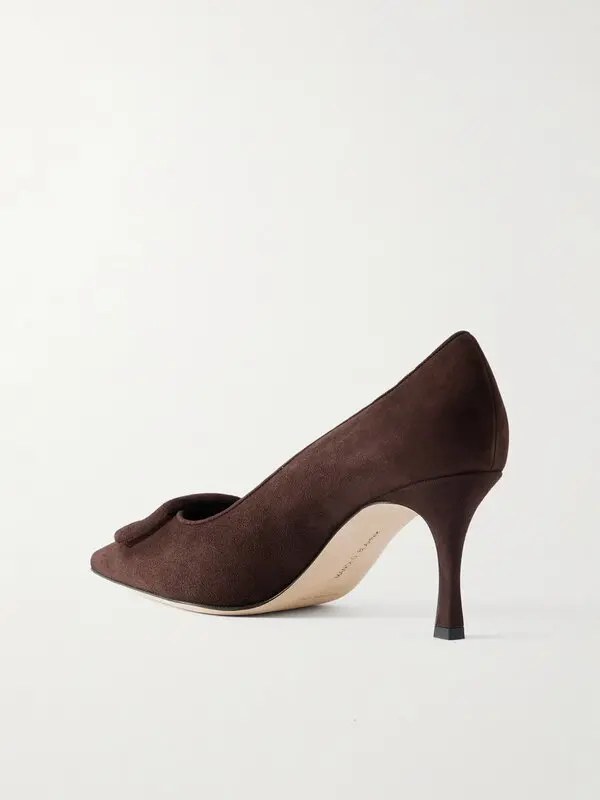 Manolo Blahnik Maysale 70 Buckled Suede Pumps