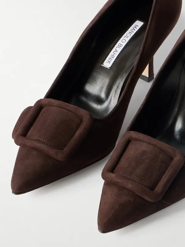 Manolo Blahnik Maysale 70 Buckled Suede Pumps