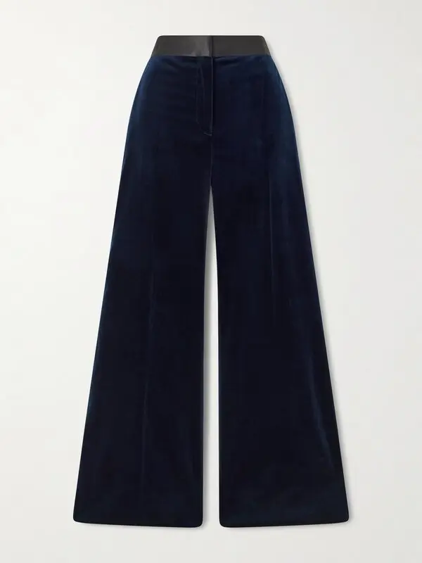 Victoria Beckham Alina Velvet Wide-leg Trousers - Blue