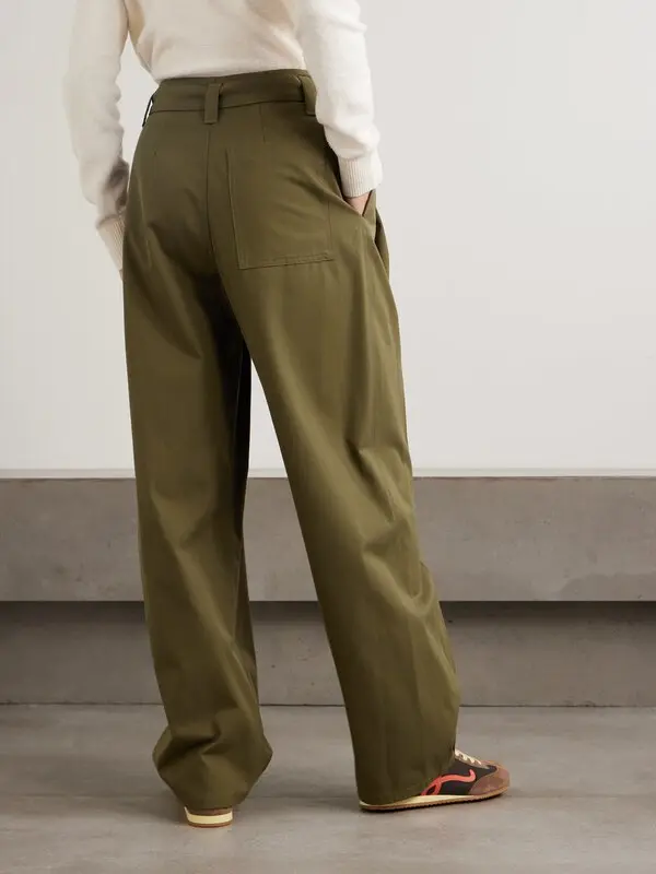 Loewe Belted Pleated Cotton And Silk-blend Trousers
