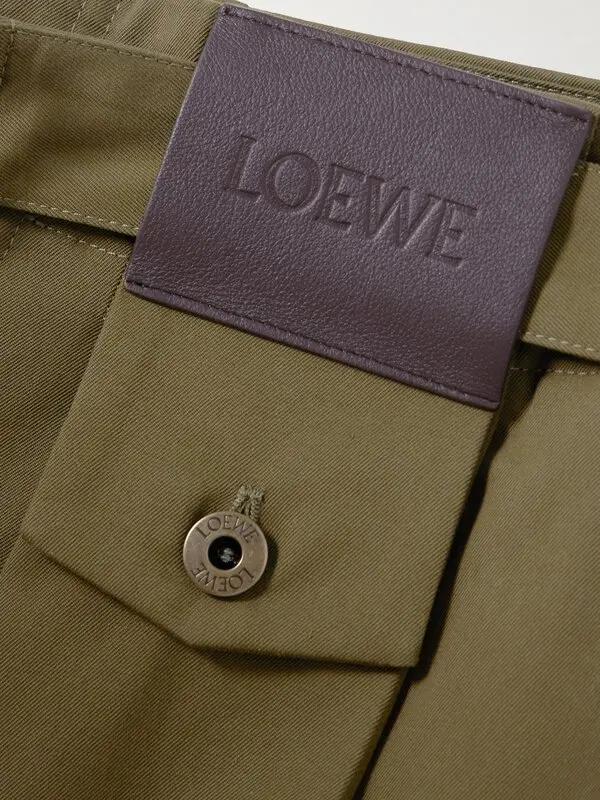 Loewe Belted Pleated Cotton And Silk-blend Trousers