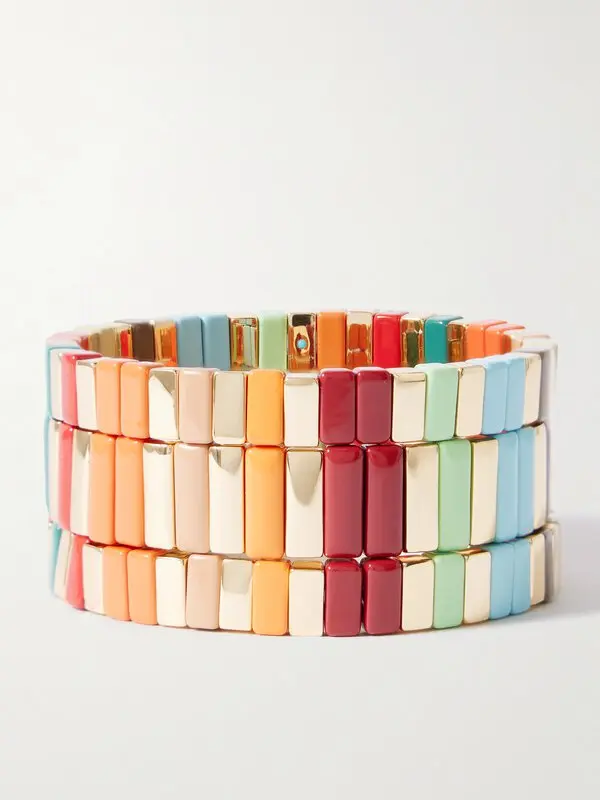 ROXANNE ASSOULIN Set Of Three Gold-tone Enamel Bead Bracelets - Multi