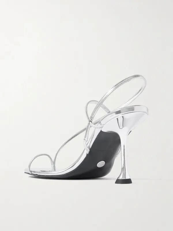 Proenza Schouler Tee' Mirrored-leather Slingback Sandals - Silver