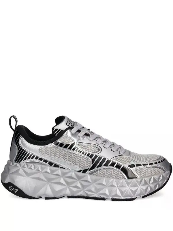 EA7 Textured Sole Lace-up Sneakers - Silver