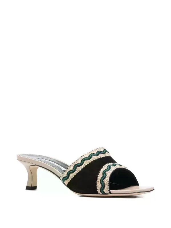 Manolo Blahnik 50mm Embroidered Sandals
